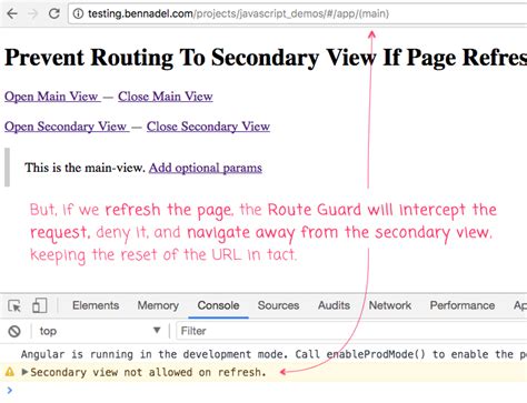 Prevent Routing To Secondary View If Page Refresh In Angular