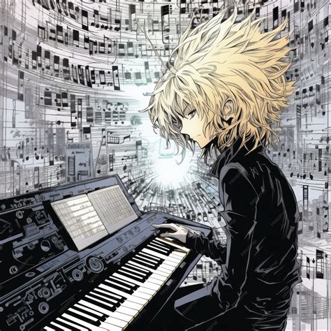 Free Photo Anime Character Playing Piano