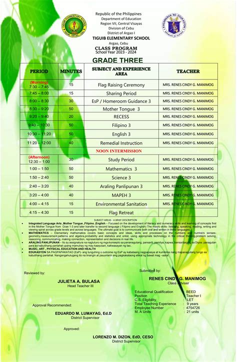 Class Program Grade 3 1docx