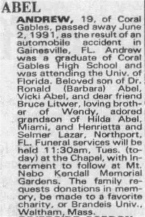 Andrew Abel 1972 1991 Find A Grave Memorial
