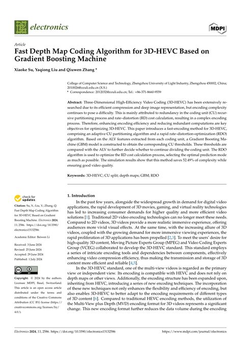 Pdf Fast Depth Map Coding Algorithm For 3d Hevc Based On Gradient