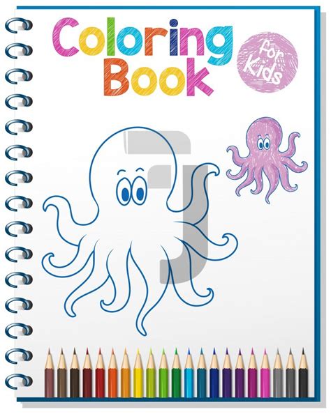 دانلود وکتور برگه رنگ آمیزی نقاشی اختاپوس دانلود رایگان فایل لایه باز