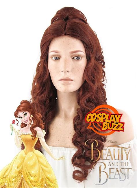 Disney Beauty And The Beast Belle Long Curly Reddish Brown Anime