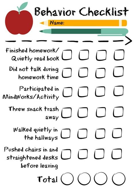 Behavior Checklist For High School Students Student Behavior School