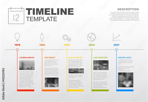 Horizontal Timeline Infographic With Photo Inserts And Business Icons