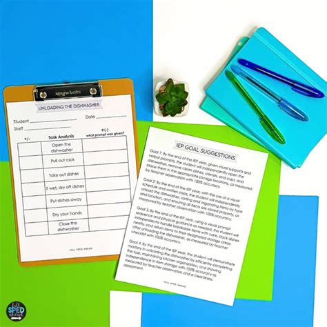 Unload Dishwasher Visual Task Analysis Template Special Education Life