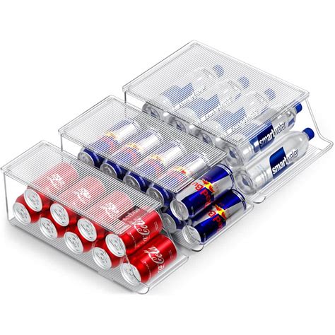 Sorbus Clear Soda Can Organizer With Lids 3 Variety Sizes Standard