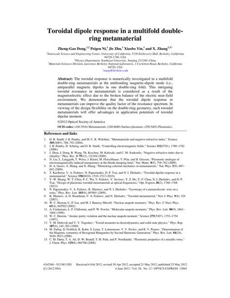 Pdf Toroidal Dipole Response In A Multifold Double Ring Pdf201pdf