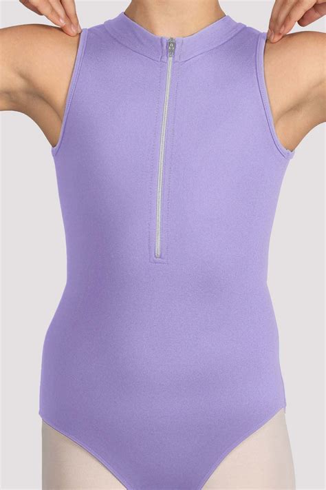Girls Mirella Glow Girl Zip Front Leotard Purple Bloch Dance Uk