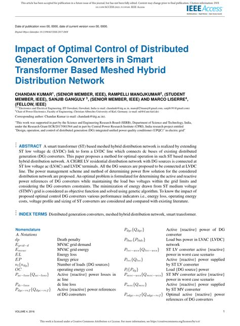 Pdf Impact Of Optimal Control Of Distributed Generation Converters In