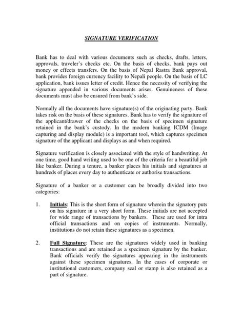 Signature Verification Pdf Cheque Signature