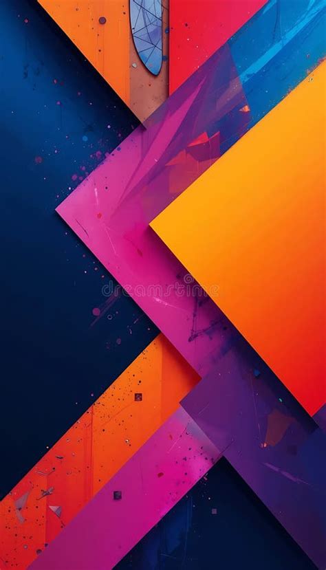 Abstract Geometric Artwork Vibrant Hues And Angular Forms Stock
