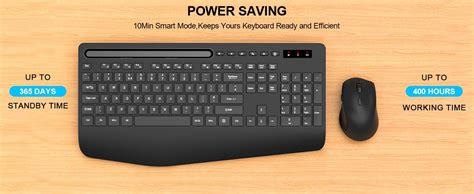 Sablute Wireless Keyboard And Mouse Set 2 4g Ergonomic Cordless Set With Wrist Rest Phone