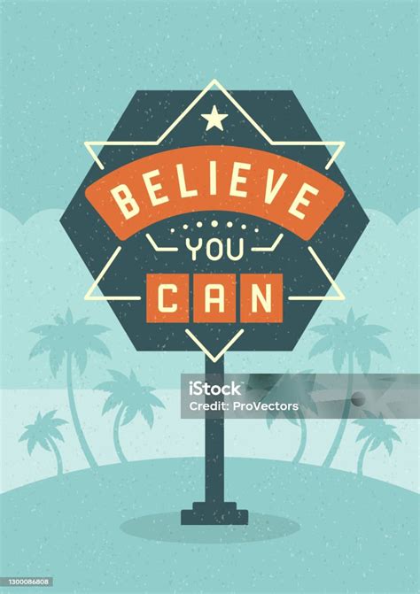 복고풍 간판 광고판 오포그래피 포스터 디자인 당신이 할 수 있다고 믿으십시오 모텔에 대한 스톡 벡터 아트 및 기타 이미지 모텔 복고풍 1950 1959 년 Istock