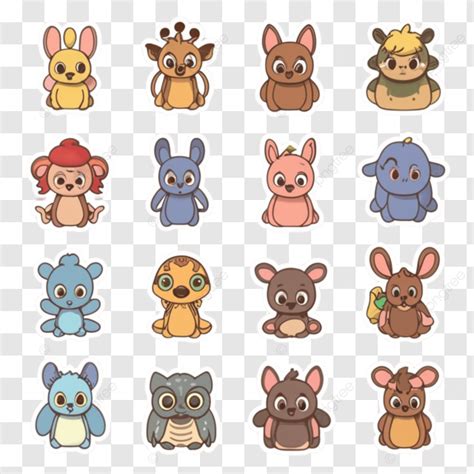 Disney Style Cartoon Animals Sticker Vector Animals Sticker Cartoon