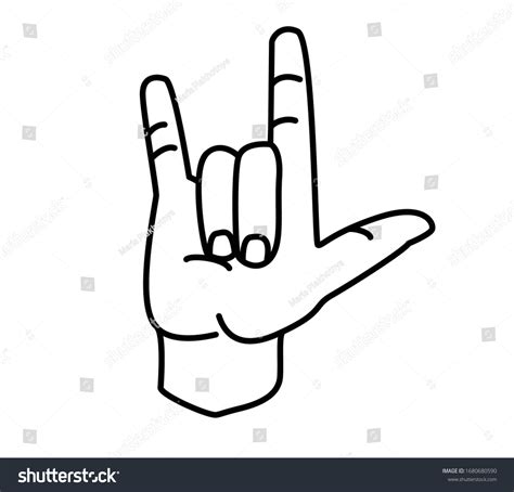 Rock On Hand Sign Drawing