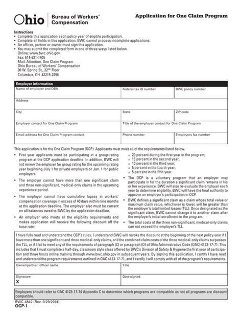 Form Ocp 1 Bwc 4842 Fill Out Sign Online And Download Printable
