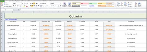Free Construction Estimate Template Excel Task List Templates