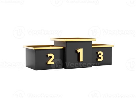 Winner podium 123 Position Black and gold cube box 3d illustration ...