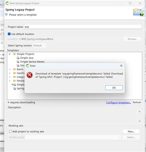 Spring Download Of Template Orgspringframeworktemplatesmvc Faild