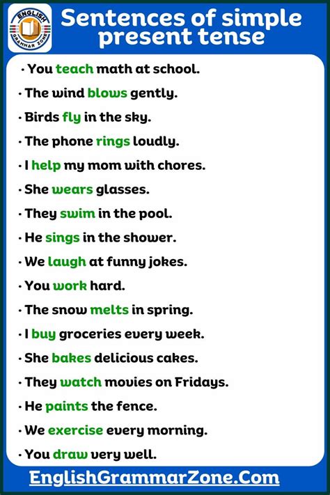 10 Sentences Using Simple Present Tense Infoupdate Org