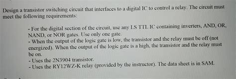 design a transistor switching circuit that interfaces