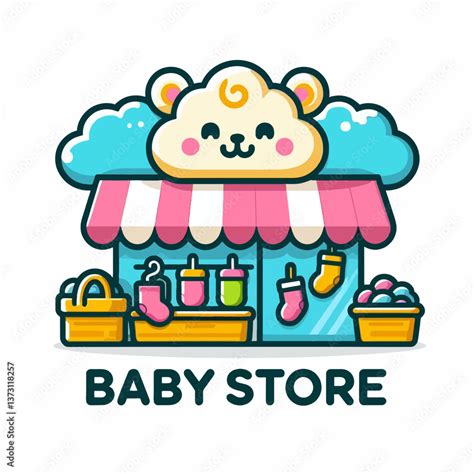 Logotipo De Tienda Para Bebés En Estilo Cartoon Infantil Con Fondo