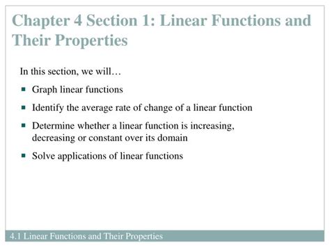 PPT Chapter Section Linear Functions And Their Properties PowerPoint Presentation ID