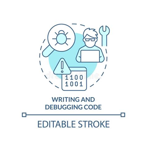 Writing And Debugging Code Turquoise Concept Icon Stock Vector
