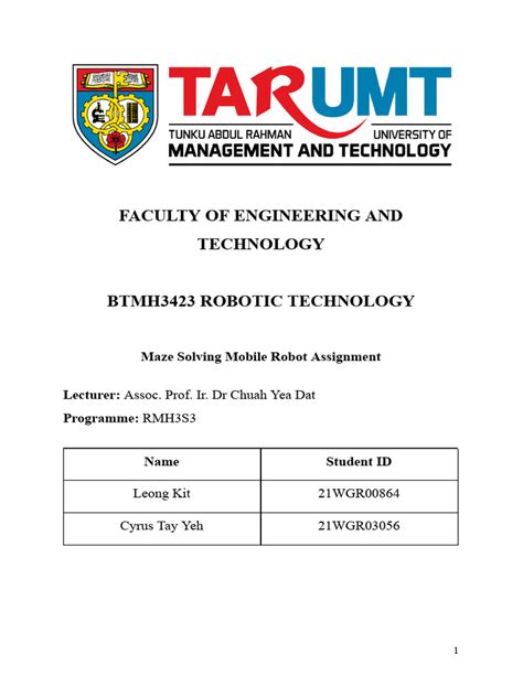 Btmh3423 Maze Solving Mobile Robot Assignment Leong Kit And Cyrus Tay