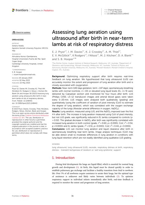 Pdf Assessing Lung Aeration Using Ultrasound After Birth In Near Term Lambs At Risk Of
