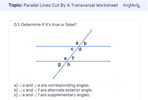 Parallel Lines Cut By A Transversal Worksheet Free Printable