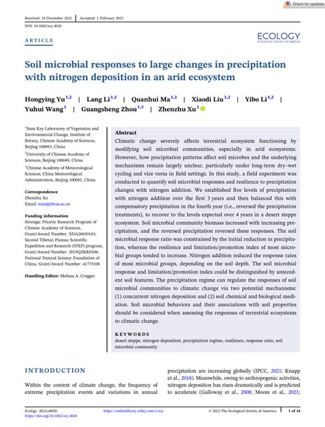 (PDF) Soil microbial responses to large changes in precipitation with nitrogen deposition in an ...
