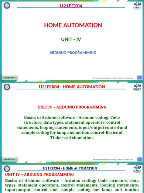 Unit Iv Arduino Programming Pdf Arduino Integer Computer Science