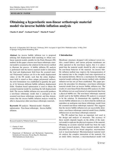 Obtaining A Hyperelastic Non Linear Orthotropic Material Model Via