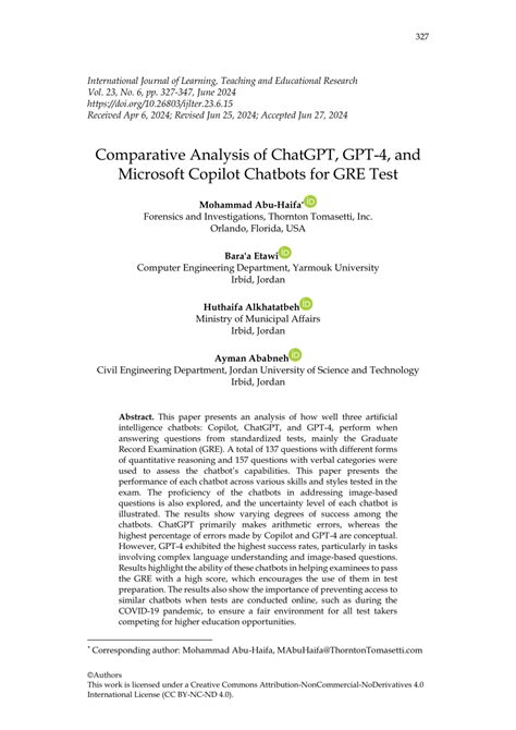 PDF Comparative Analysis Of ChatGPT GPT And Microsoft Copilot Chatbots For GRE Test