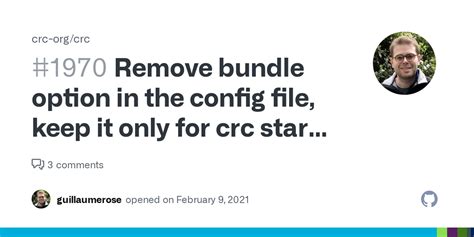 Remove Bundle Option In The Config File Keep It Only For Crc Start