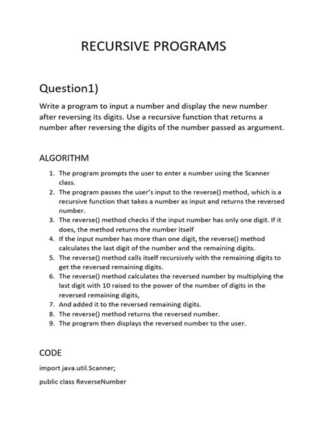 Recursive Programs 1 Pdf Computer File Computer Engineering