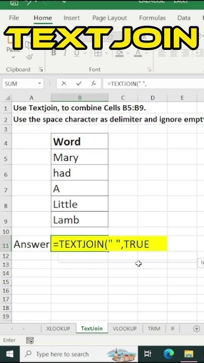 textjoin in excel exceltips excelhacks youtube