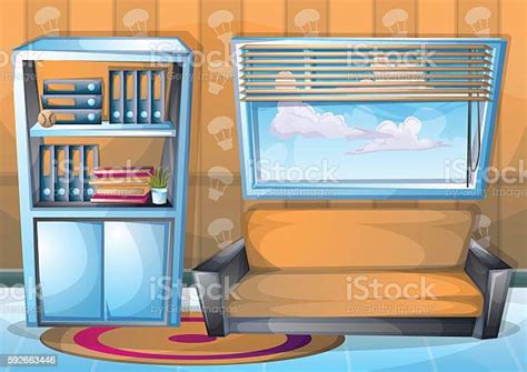 별도의 레이어가 있는 만화 벡터 일러스트 인테리어 오피스 룸 2차 도형에 대한 스톡 벡터 아트 및 기타 이미지 2차 도형 가구 가정의 방 Istock