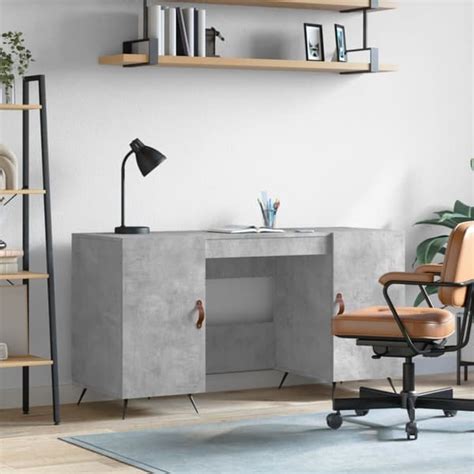 Skrivbord Betonggrå Med Förvaring Elegant And Modern Design Storlek 140x50x75 Cm Färg