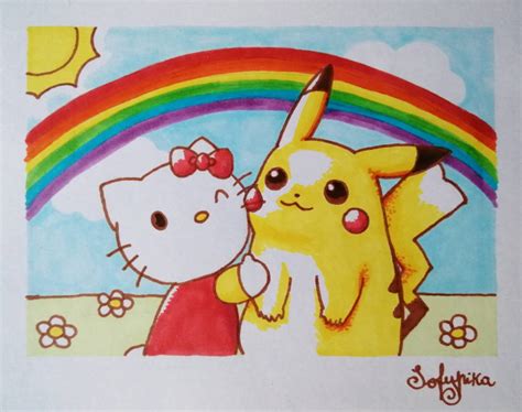 Pikachu And Hello Kitty By Sofypika On Deviantart