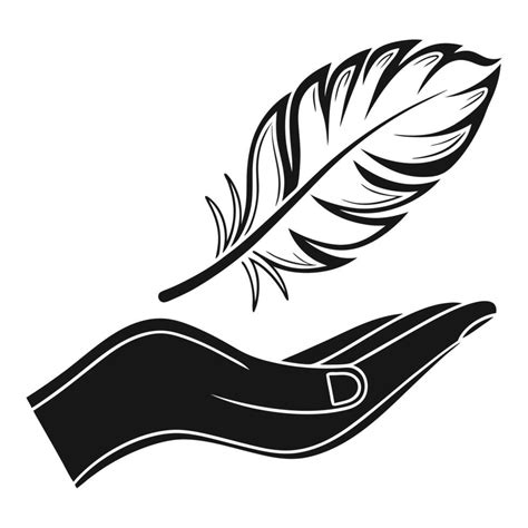Hand Holding Feather Black And White Symbolic Connection Design Element