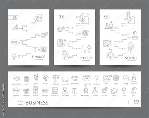 Modern Thin Line Icons Set And Infographics Of Finance Science Start Up Concept For Web
