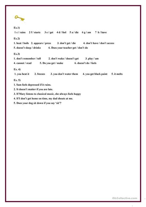 zero conditional exercises worksheet free esl printable worksheets
