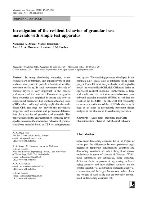 Pdf Investigation Of The Resilient Behavior Of Granular Base