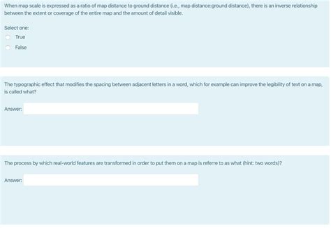 Solved When Map Scale Is Expressed As A Ratio Of Map Chegg Com