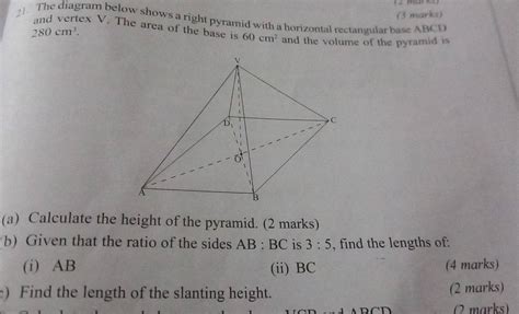 solved 2 marks 3 marks 21 the diagram below shows a right