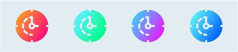Time Solid Icon In Gradient Colors Clock Signs Vector Illustration