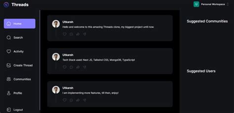 utkarsh ojha on linkedin nextjs mongodb threadsapp typescript